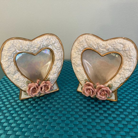 Accents | Heart Shaped Picture Frame Ceramic Roses Set Of 2 | Poshmark